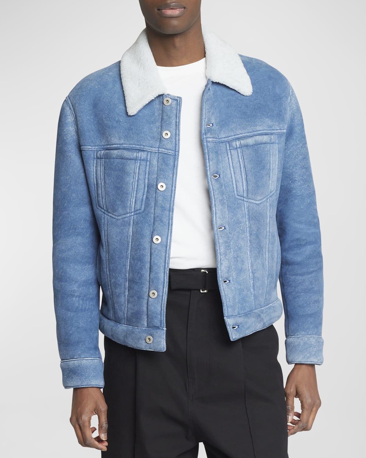 Mens Shearling Denim-Effect Jacket - Eureka Shopping