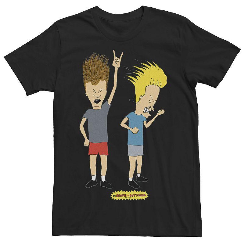 Men's Beavis & Butthead Rocking Out Logo Portrait Tee, Size: XXL, Black ...