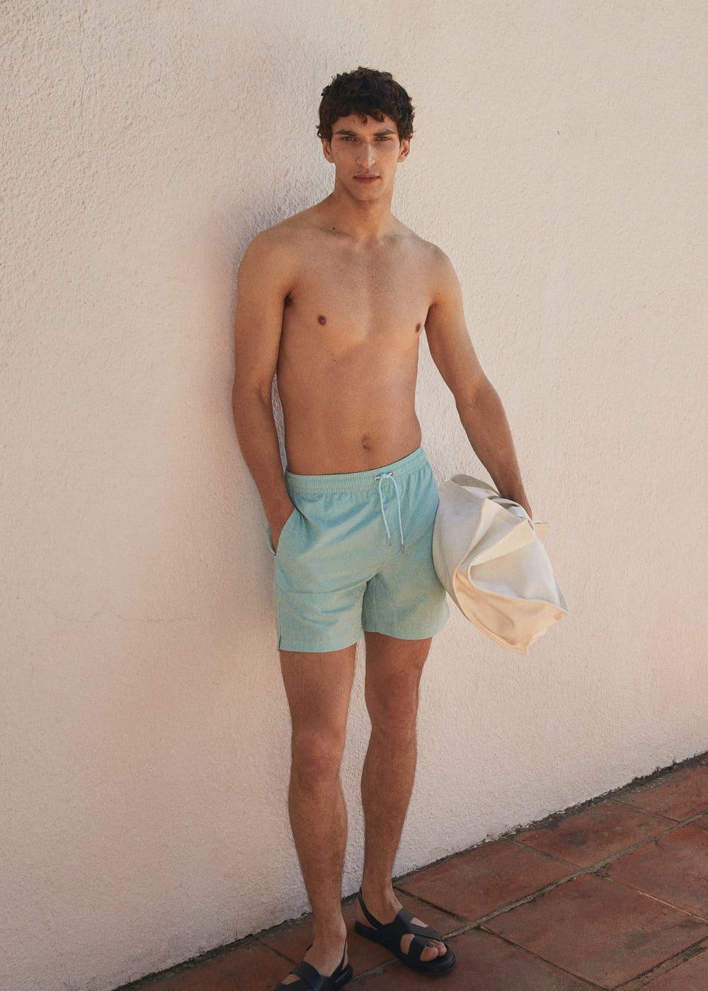 MANGO MAN - Basic drawstring swimsuit aqua greenMen - Eureka Shopping