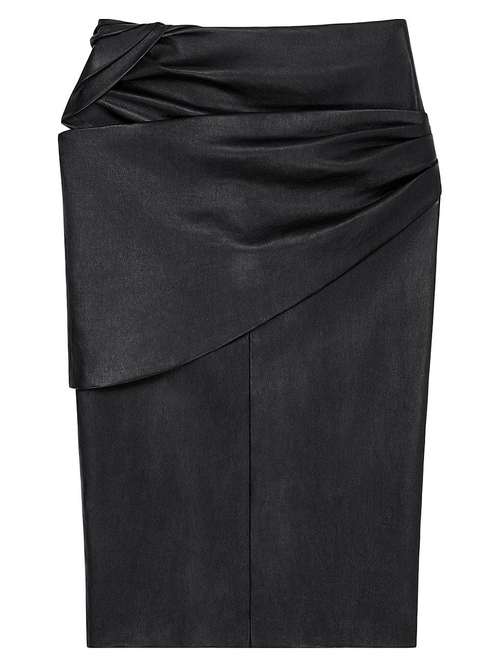 Womens Draped Skirt In Leather - Eureka Shopping