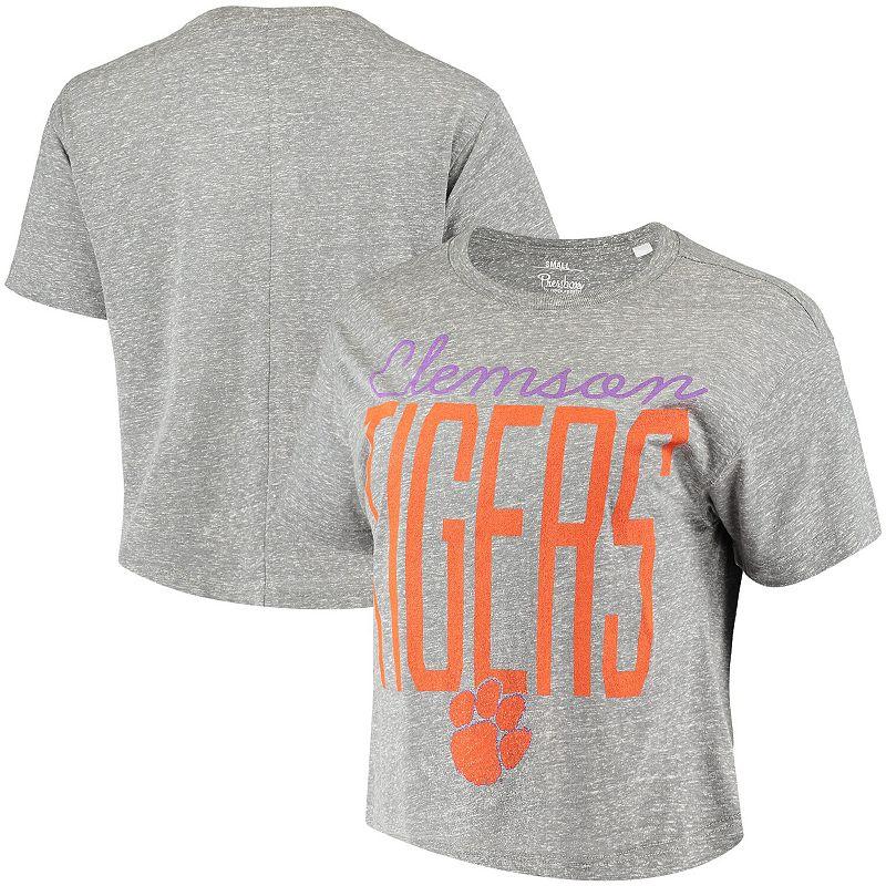 Womens Pressbox Heathered Gray Clemson Tigers Sanibel Knobi Crop T ...
