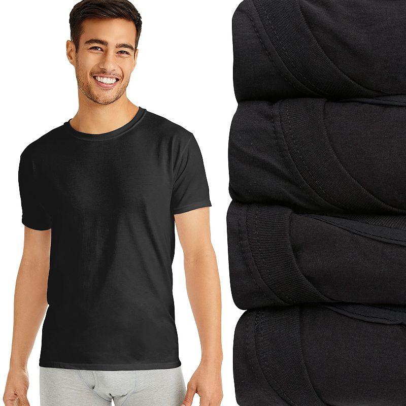 Mens Hanes Ultimate 4-pack Slim-Fit Tees Black - Eureka Shopping