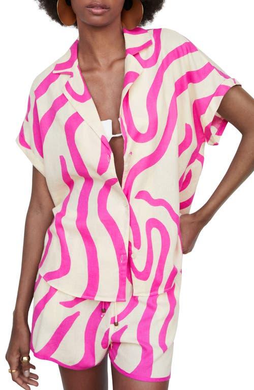 MANGO Print Linen Blend Camp Shirt - Eureka Shopping